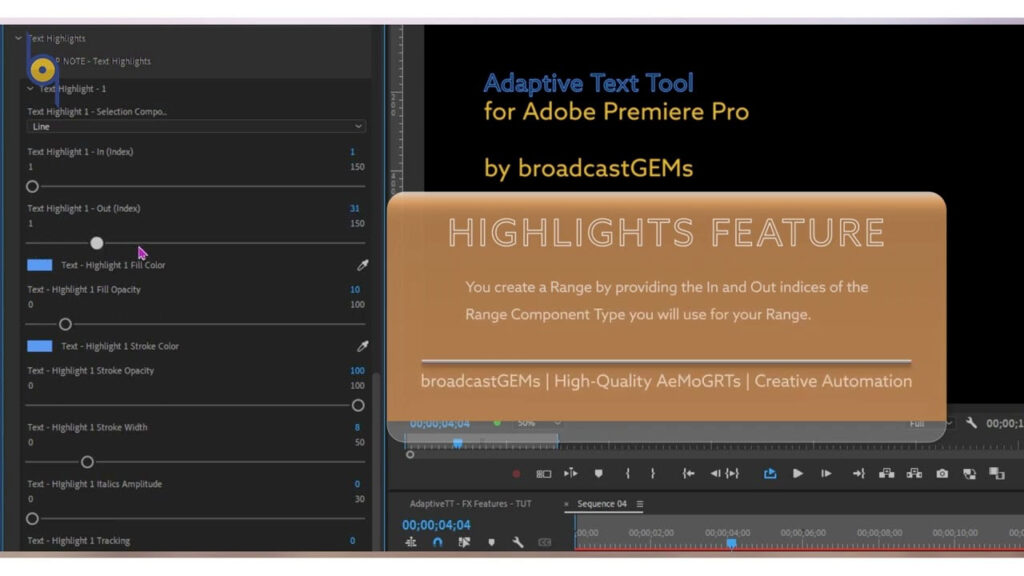 How To Use The Text Highlighting Features In The Adaptive Text Tool In Premiere Pro