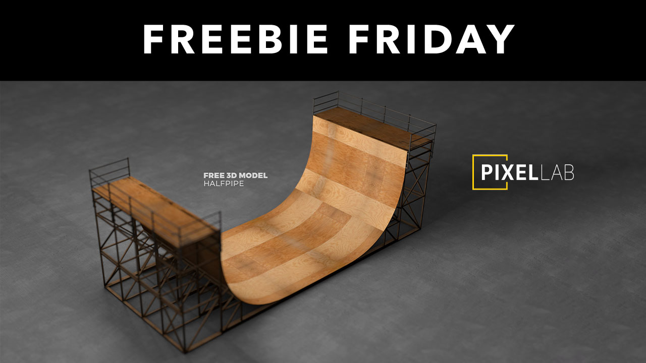 Freebie: Halfpipe Skateboard Ramp 3D Model from Pixel Lab
